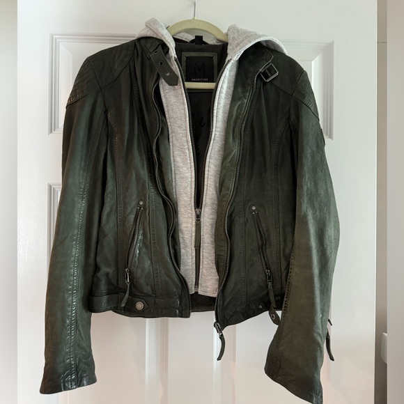 Mauritius | Jackets & Coats | Mauritius Moto Zip Hoodie Leather Jacket ...